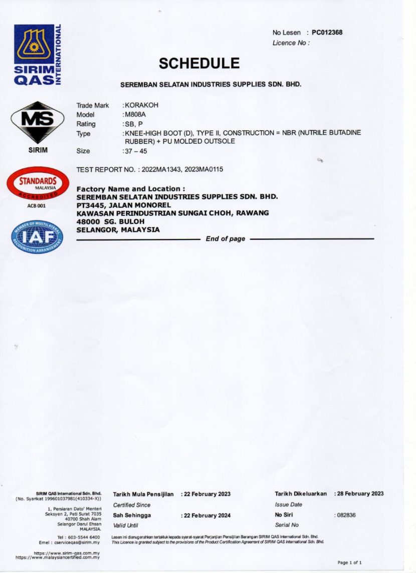 M808A Midsole & Steel Toe Cap (CE & SIRIM) - Korakoh